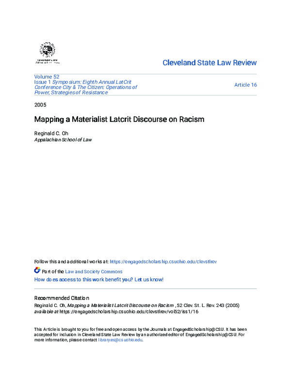 (PDF) Materialist LatCrit Discourse on Racism