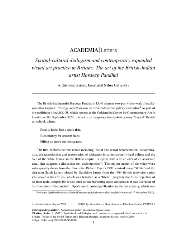 (PDF) Spatial-cultural dialogism and contemporary expanded visual art ...