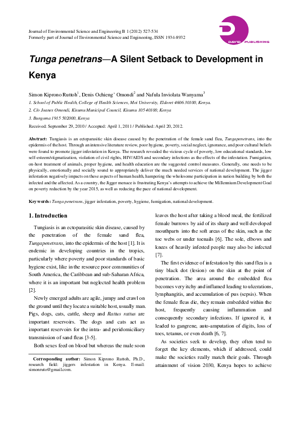 (PDF) Tunga penetrans―A Silent Setback to Development in Kenya