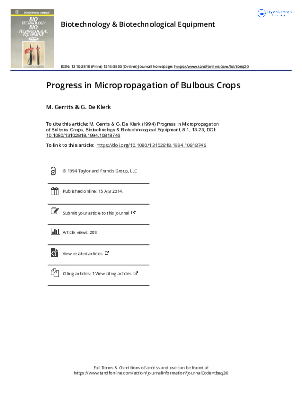 (PDF) Progress in Micropropagation of Bulbous Crops