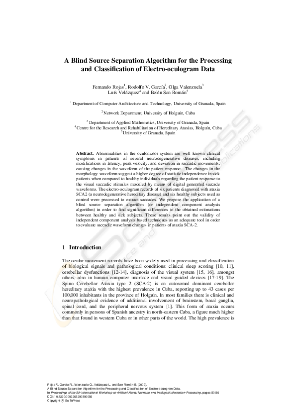 (PDF) Blind Source Separation for EOG Classification