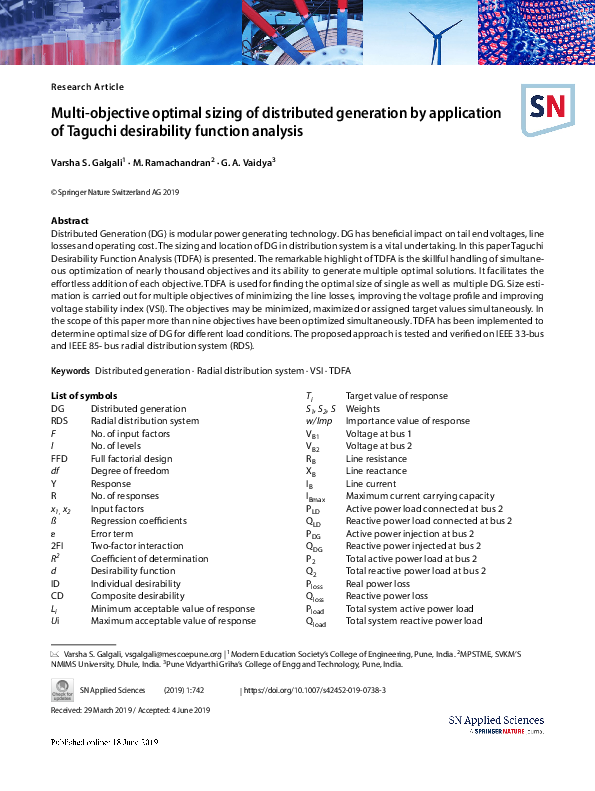 (PDF) Multi-objective optimal sizing of distributed generation by application of Taguchi ...