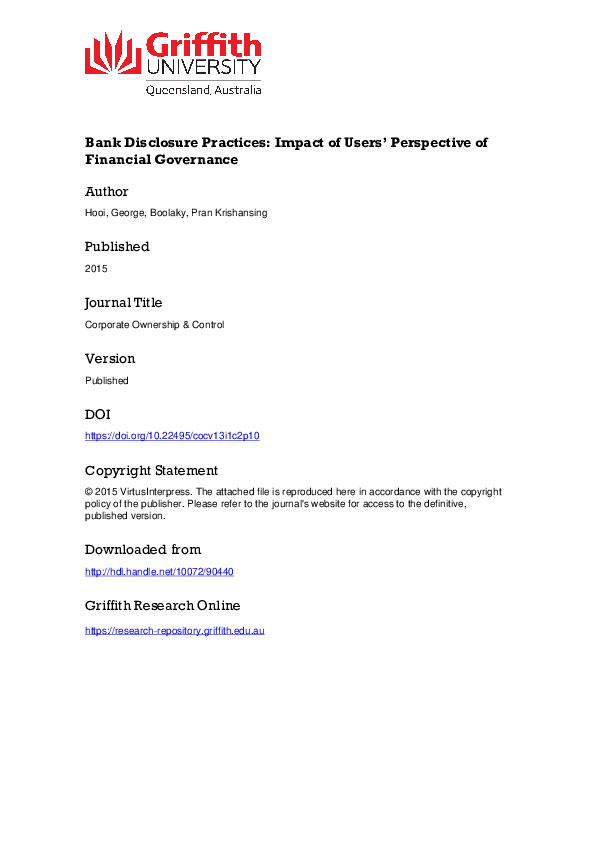(PDF) Bank Disclosure Practices: Impact of Users’ Perspective of ...