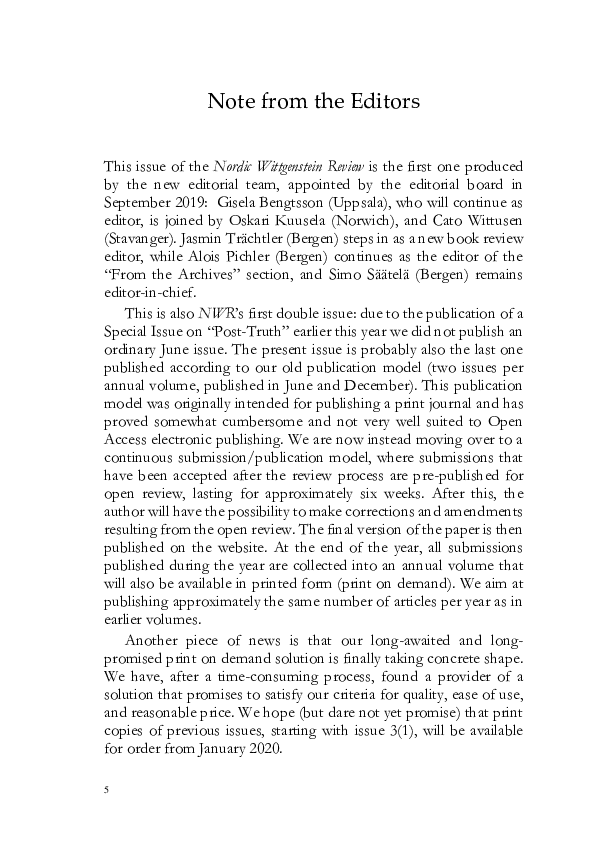 (PDF) Note from the Editors