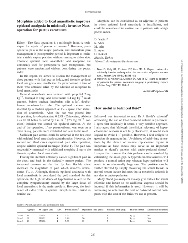Pdf Morphine Added To Local Anaesthetic Improves Epidural Analgesia