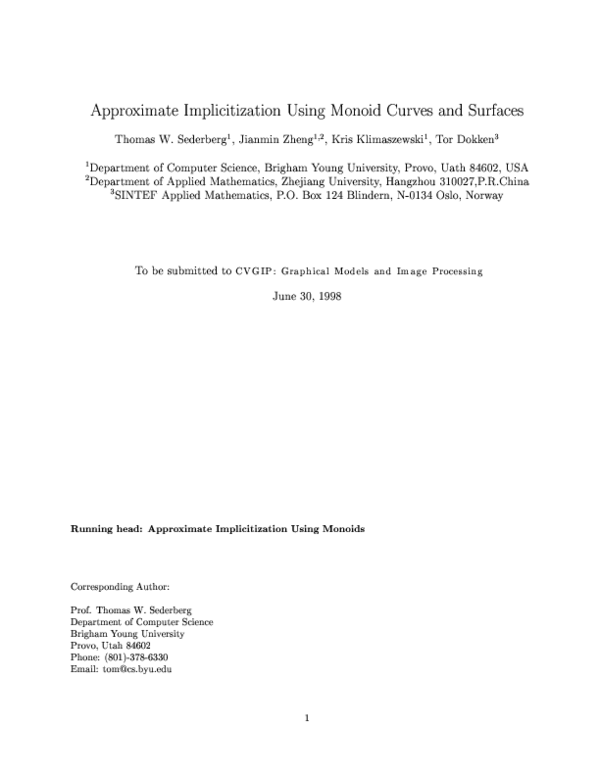 (PDF) Approximate implicitization using monoid curves and surfaces