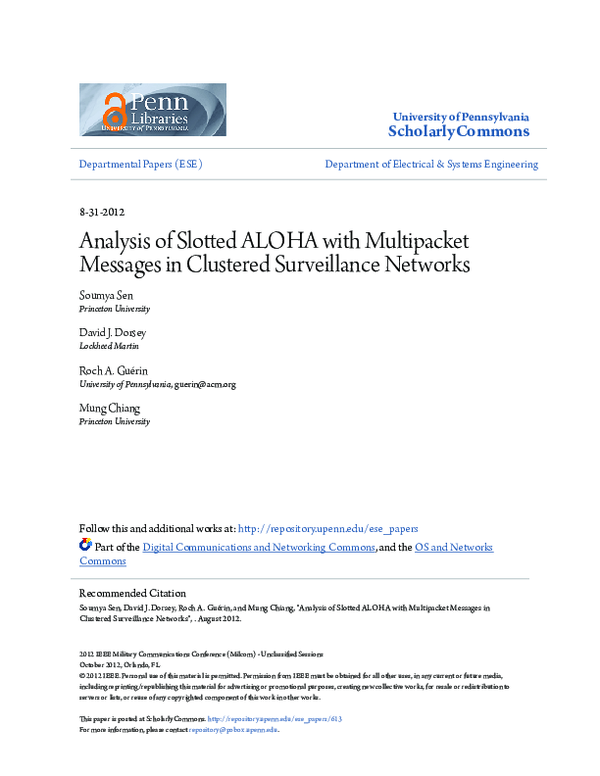 (PDF) Optimizing Slotted Aloha in Clustered Surveillance Networks