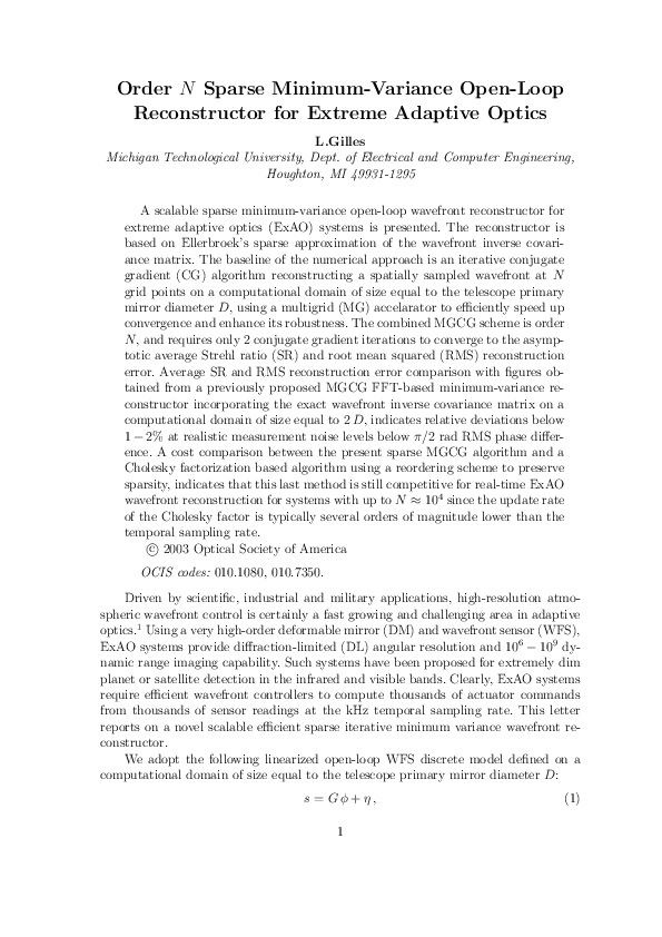 (PDF) Order-N sparse minimum-variance open-loop reconstructor for ...