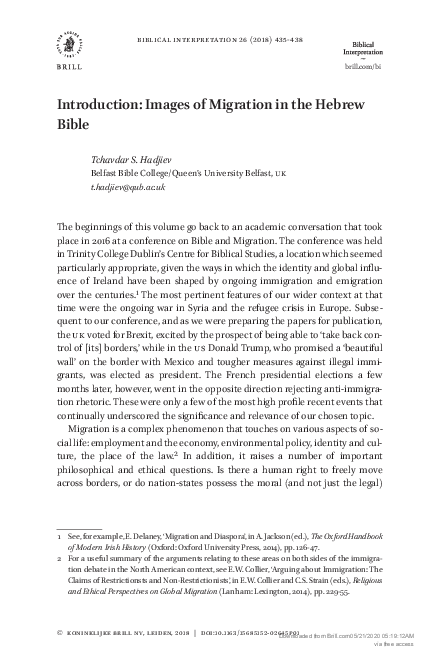 (PDF) Introduction: Images of Migration in the Hebrew Bible