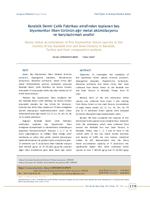 (PDF) Heavy metal accumulation of five biomonitor lichen species in the ...
