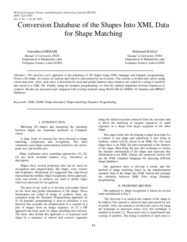 (PDF) Conversion database of the shapes into XML data for shape matching