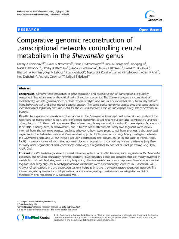(PDF) Comparative genomic reconstruction of transcriptional networks ...