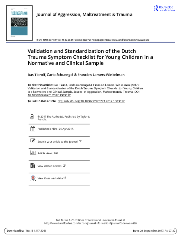 (PDF) Validation and Standardization of the Dutch Trauma Symptom ...