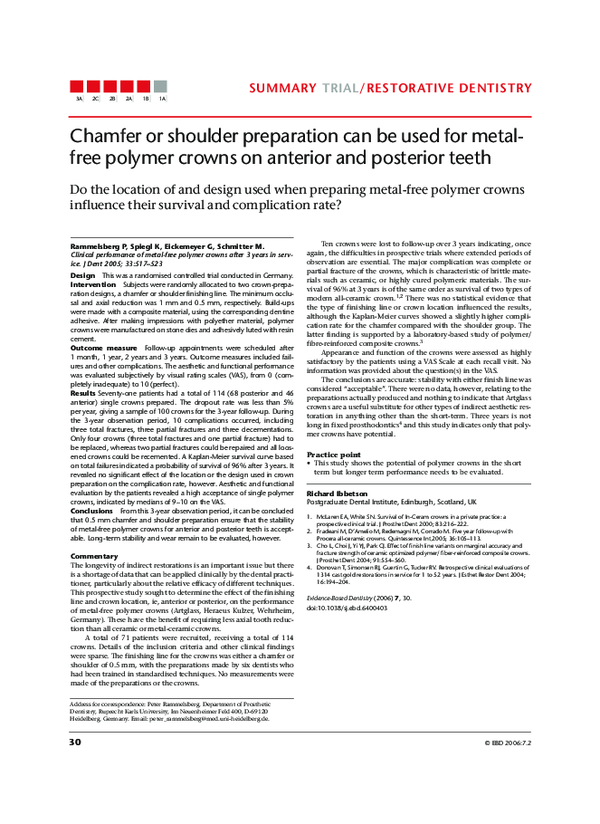 (PDF) Chamfer or shoulder preparation can be used for metal-free ...