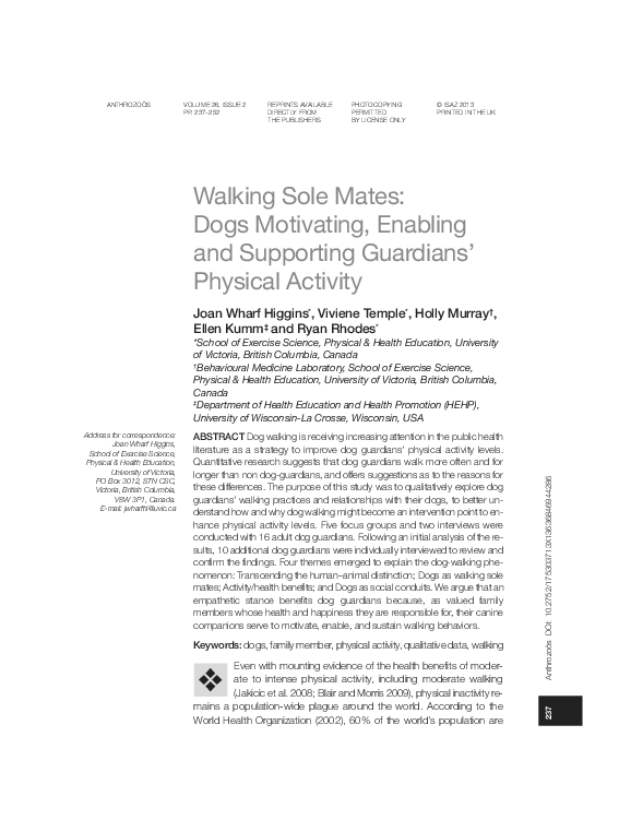 (PDF) Walking Sole Mates: Dogs Motivating, Enabling and Supporting ...