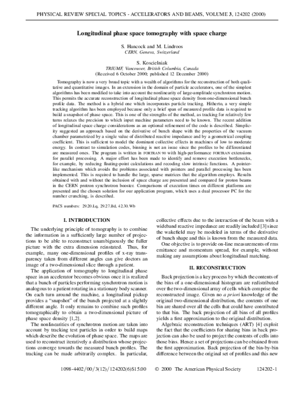 (PDF) Longitudinal phase space tomography with space charge | Shane R Koscielniak - Academia.edu