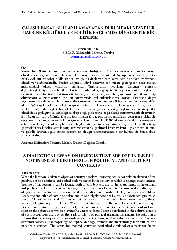 (PDF) A Dialectical Essay on Objects That Are Operable but Not in Use ...