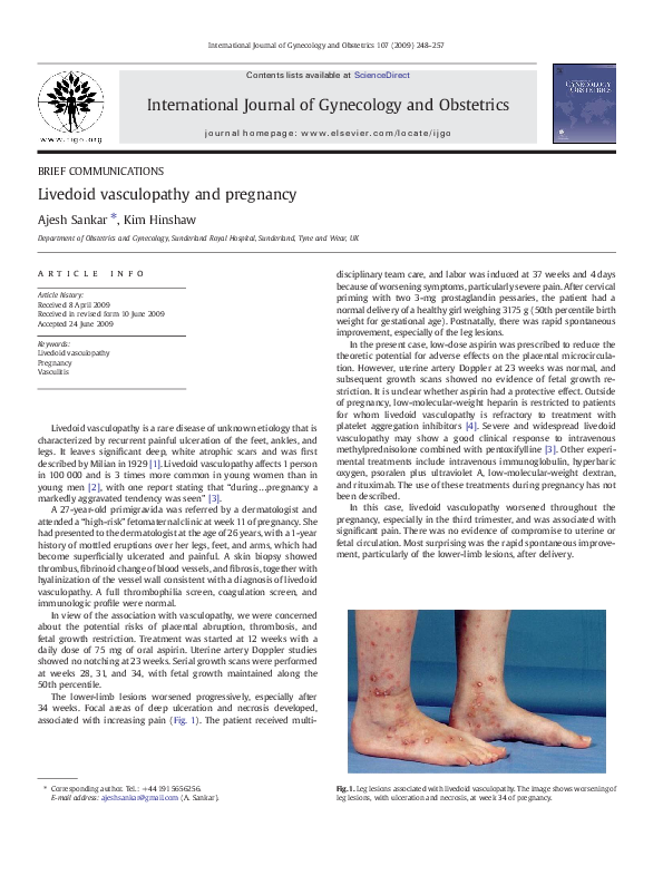 (PDF) Livedoid vasculopathy and pregnancy