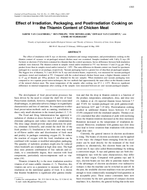 (PDF) Effect of irradiation, packaging, and postirradiation cooking on ...