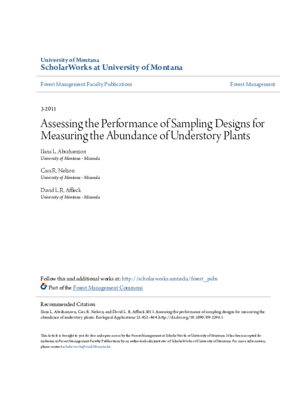 (PDF) Assessing the performance of sampling designs for measuring the ...