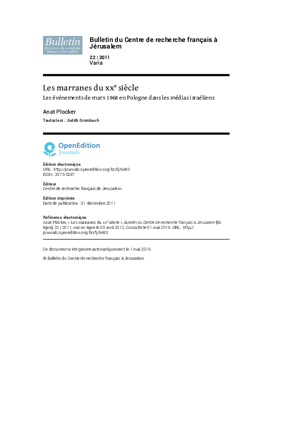 (PDF) Les marranes du xxe siècle. Les événements de mars 1968 en ...