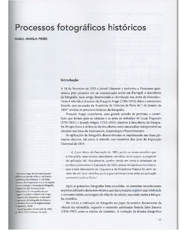 (PDF) Processos Fotográficos Históricos (texto)