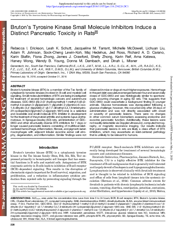 (PDF) Bruton's Tyrosine Kinase Small Molecule Inhibitors Induce a ...