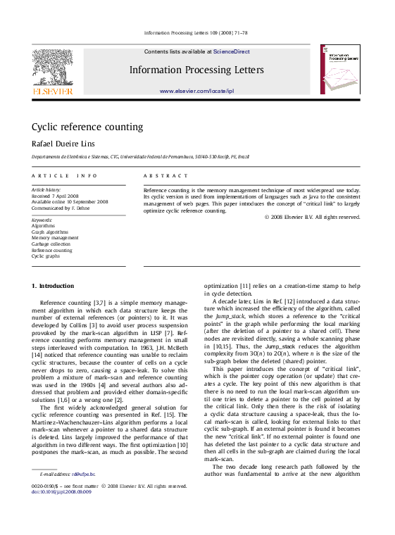 (PDF) Cyclic reference counting