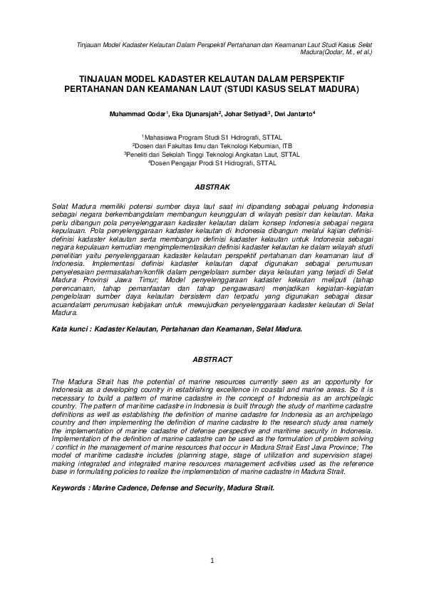 (PDF) Tinjauan Model Kadaster Kelautan dalam Perspektif Pertahanan dan ...