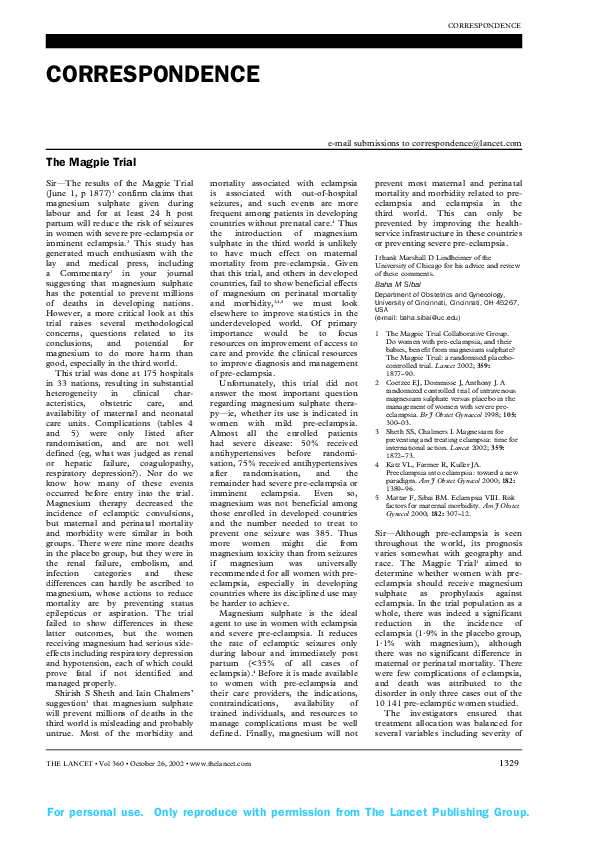 (PDF) The Magpie Trial