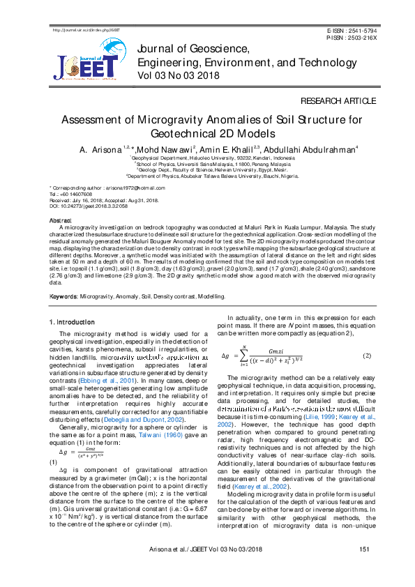 (PDF) Assessment of Microgravity Anomalies of Soil Structure for ...