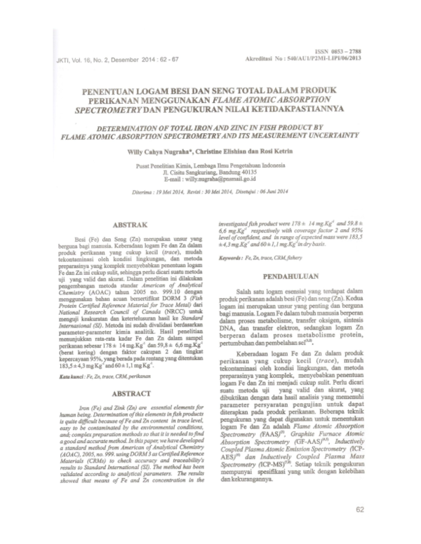 (PDF) Penentuan Logam Besi Dan Seng Total Dalam Produk Perikanan ...