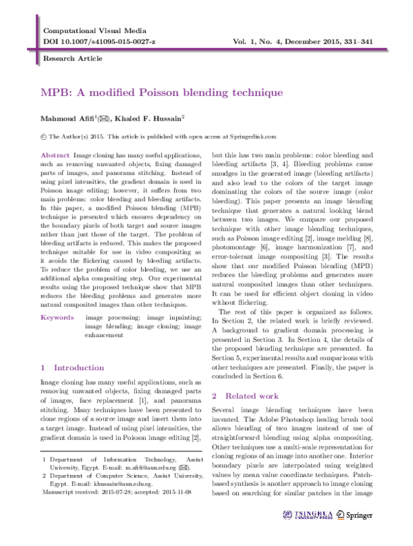 Pdf Mpb A Modified Poisson Blending Technique