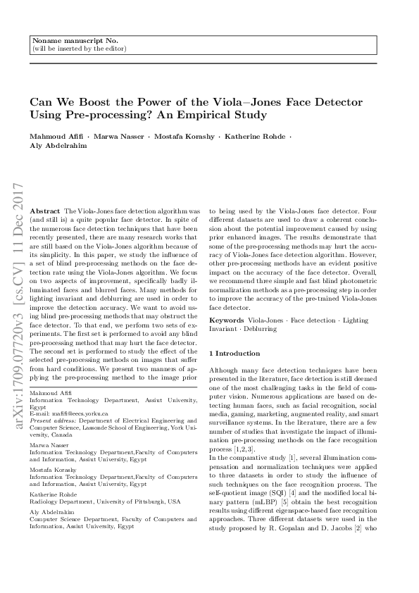 (PDF) Can we boost the power of the Viola–Jones face detector using ...