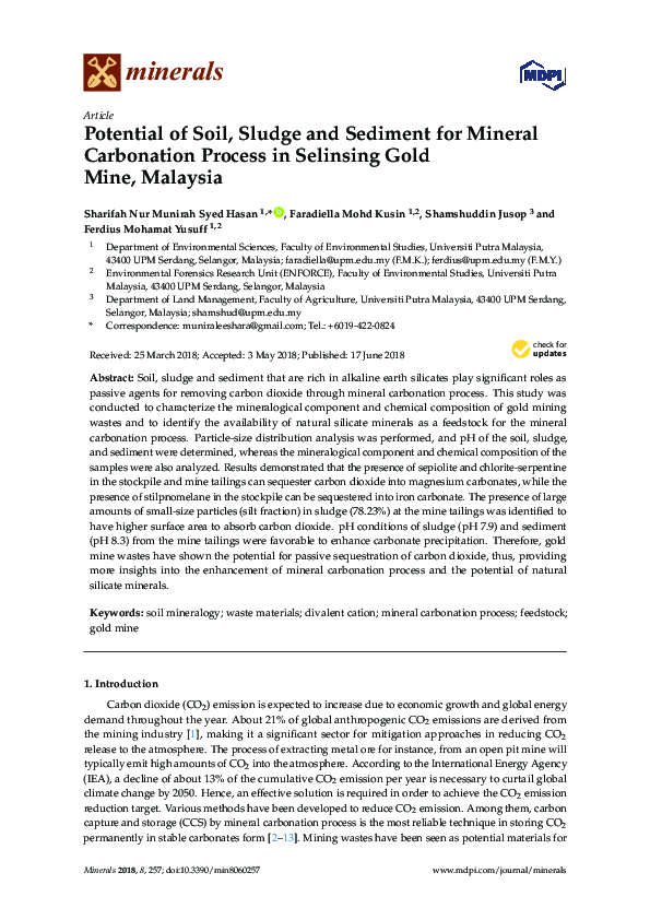 (PDF) Potential of Soil, Sludge and Sediment for Mineral Carbonation ...