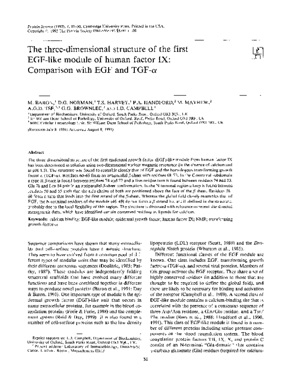 (PDF) The three-dimensional structure of the first EGF-like module of ...