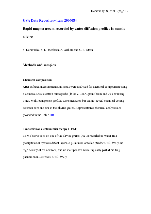 (PDF) GSA Data Repository item 2006084 Rapid magma ascent recorded by ...