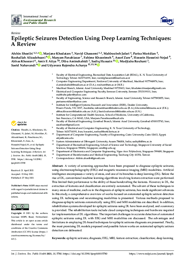 (PDF) Epileptic Seizures Detection Using Deep Learning Techniques: A Review