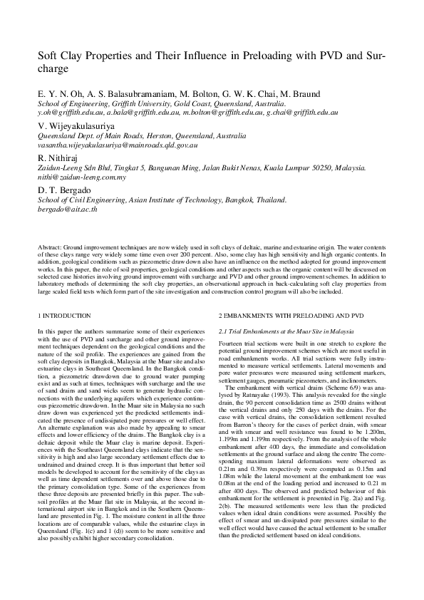 (PDF) Soft Clay Properties and Their Influence in Preloading with PVD ...