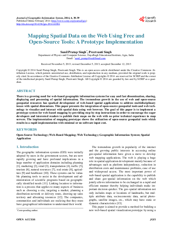 Pdf Mapping Spatial Data On The Web Using Free And Open Source Tools A Prototype Implementation
