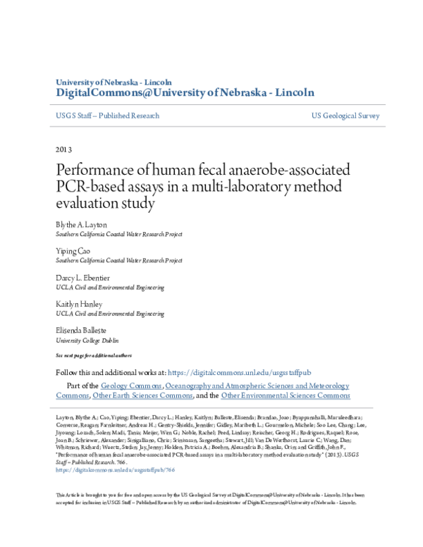 (PDF) Performance of human fecal anaerobe-associated PCR-based assays ...