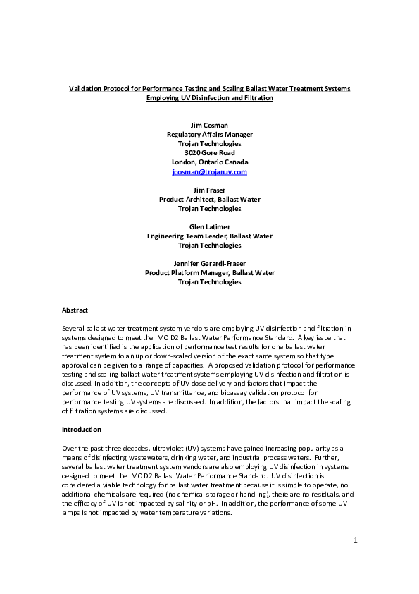 (PDF) Validation Protocol for Performance Testing and Scaling Ballast ...