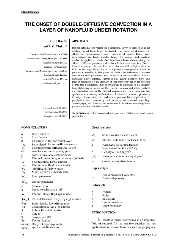 Pdf The Onset Of Double Diffusive Convection In A Layer Of Nanofluid