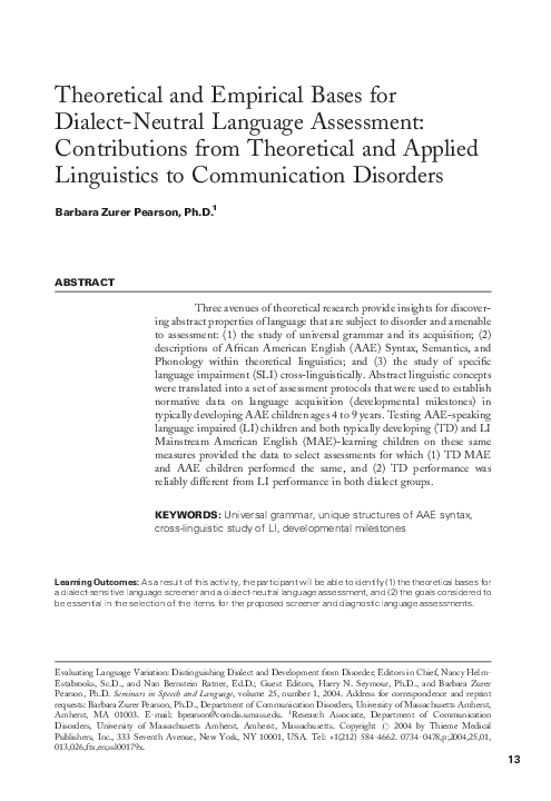 (PDF) Theoretical and Empirical Bases for Dialect-Neutral Language ...