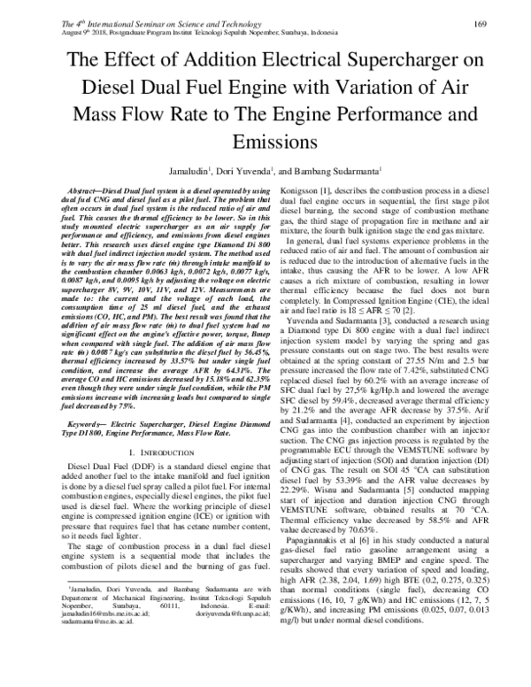 (PDF) The Effect of Addition Electrical Supercharger on Diesel Dual ...