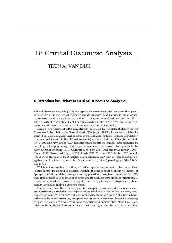 (PDF) Critical discourse analysis