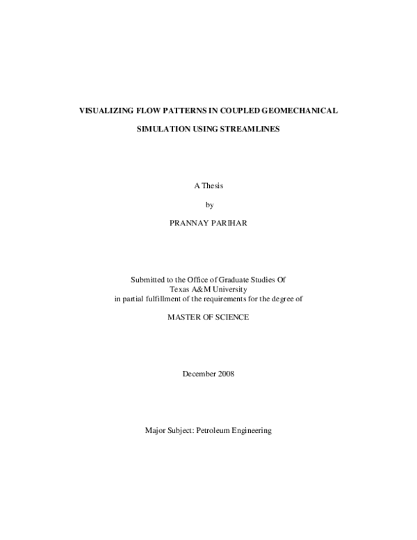 (PDF) Visualizing Flow Patterns In Coupled Geomechanical Simulation Using Streamlines