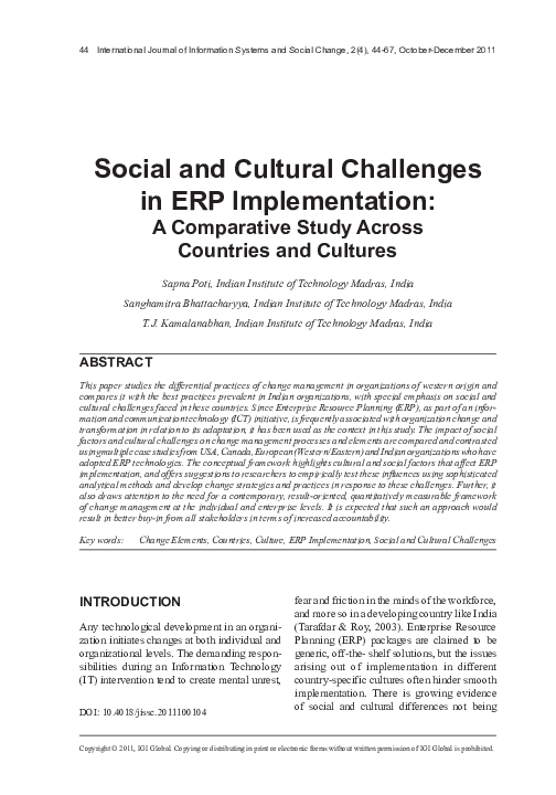 (PDF) Social and Cultural Challenges in ERP Implementation: A ...