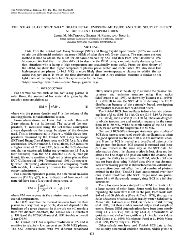 (PDF) The Solar Flare Soft X‐Ray Differential Emission Measure and the ...