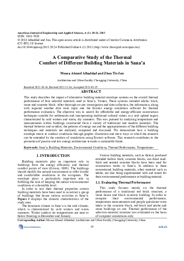 (PDF) A Comparative Study of the Thermal Comfort of Different Building ...
